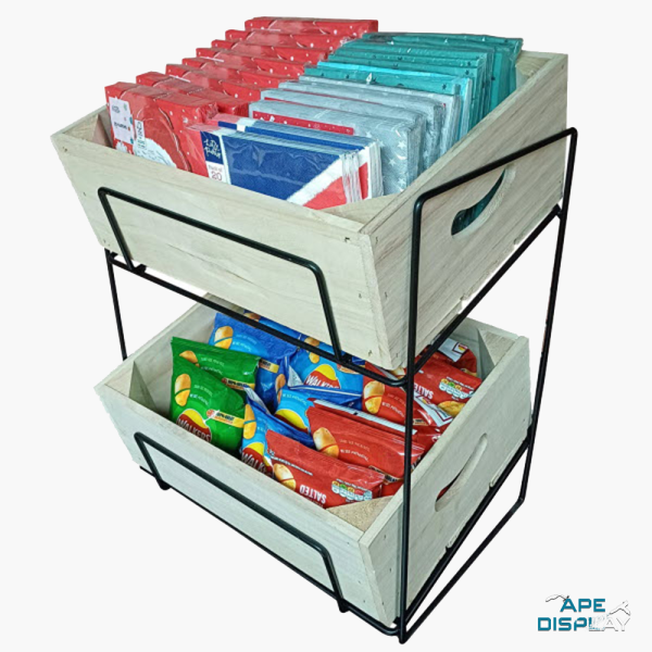 Counter Bushel Box Stand With Black Wire Stand & 2 x Plain Bushel Style ...