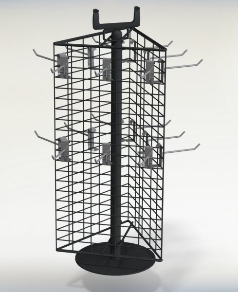3 Sided Mesh Counter Stand Black - includes 27 x 4" ECON Hooks (K153)